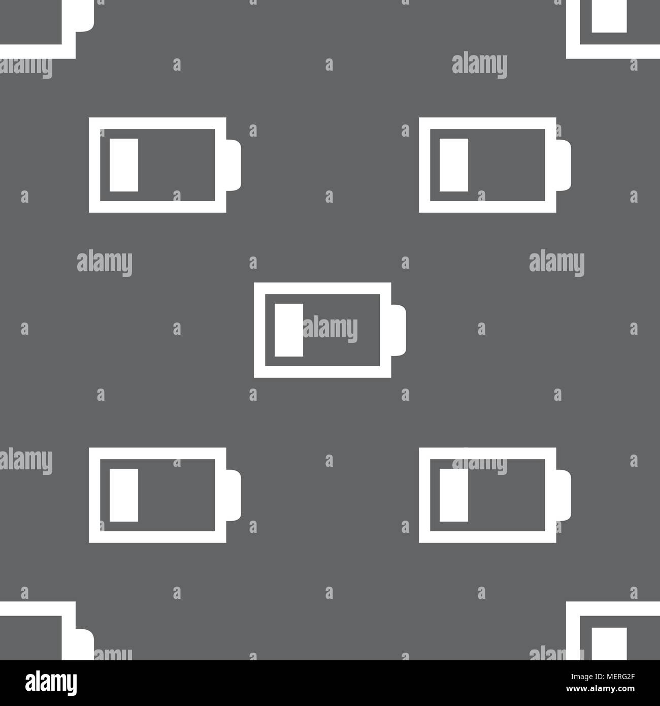 Battery low level sign icon. Electricity symbol. Seamless pattern on a ...