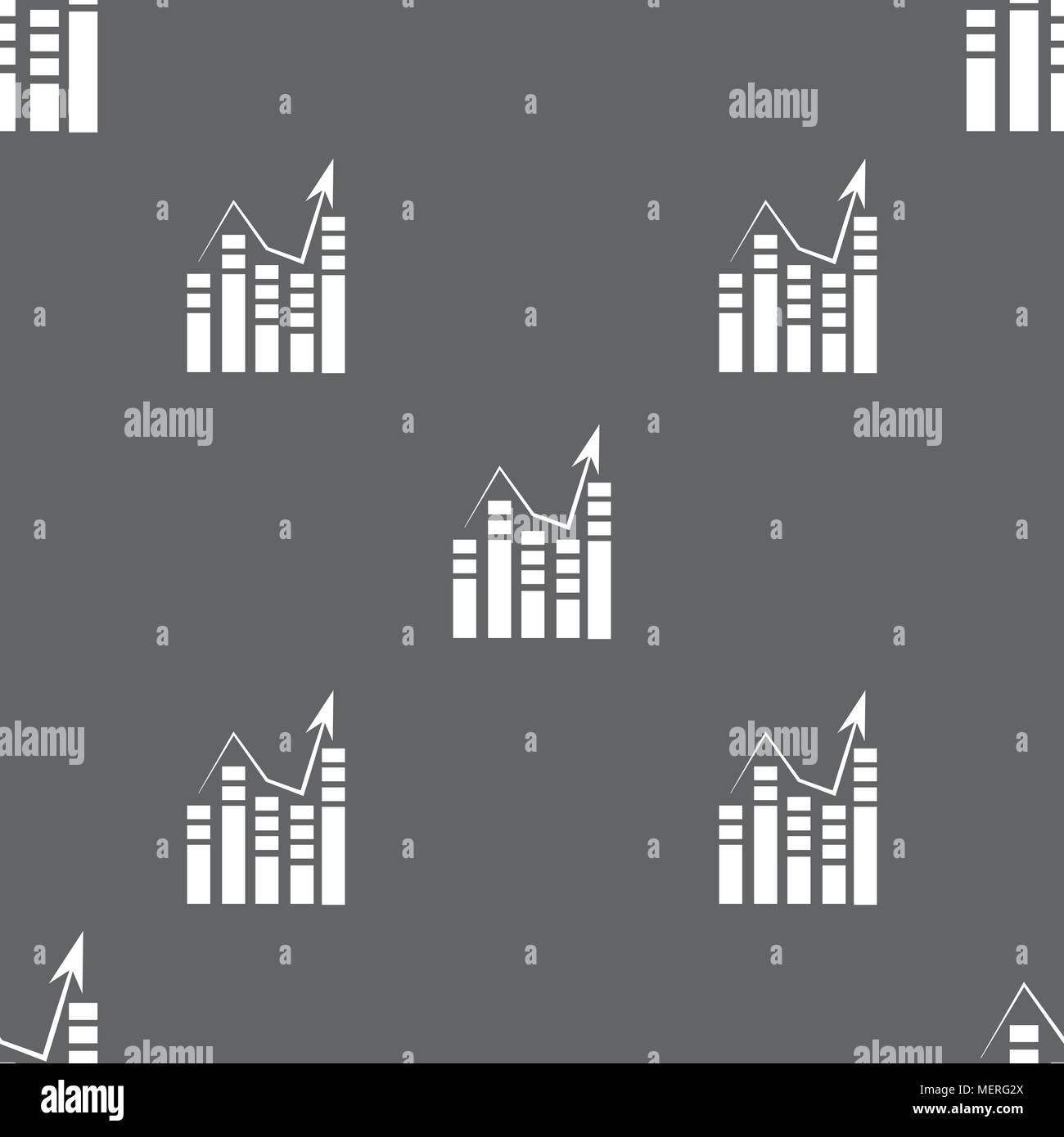Graph icon sign. Seamless pattern on a gray background. Vector ...