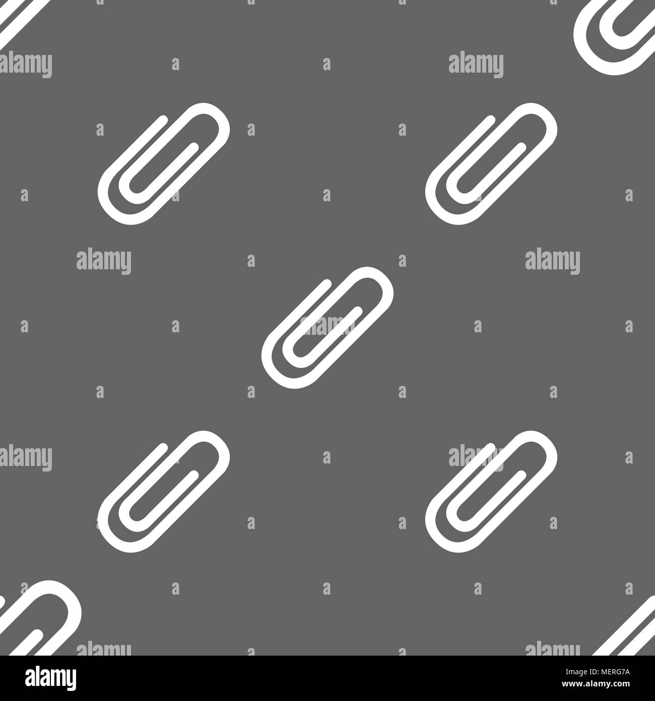 Paper clip sign icon. Clip symbol. Seamless pattern on a gray ...
