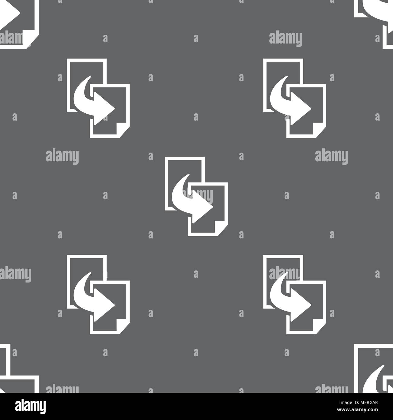 Copy file sign icon. Duplicate document symbol. Seamless pattern on a gray background. Vector ...