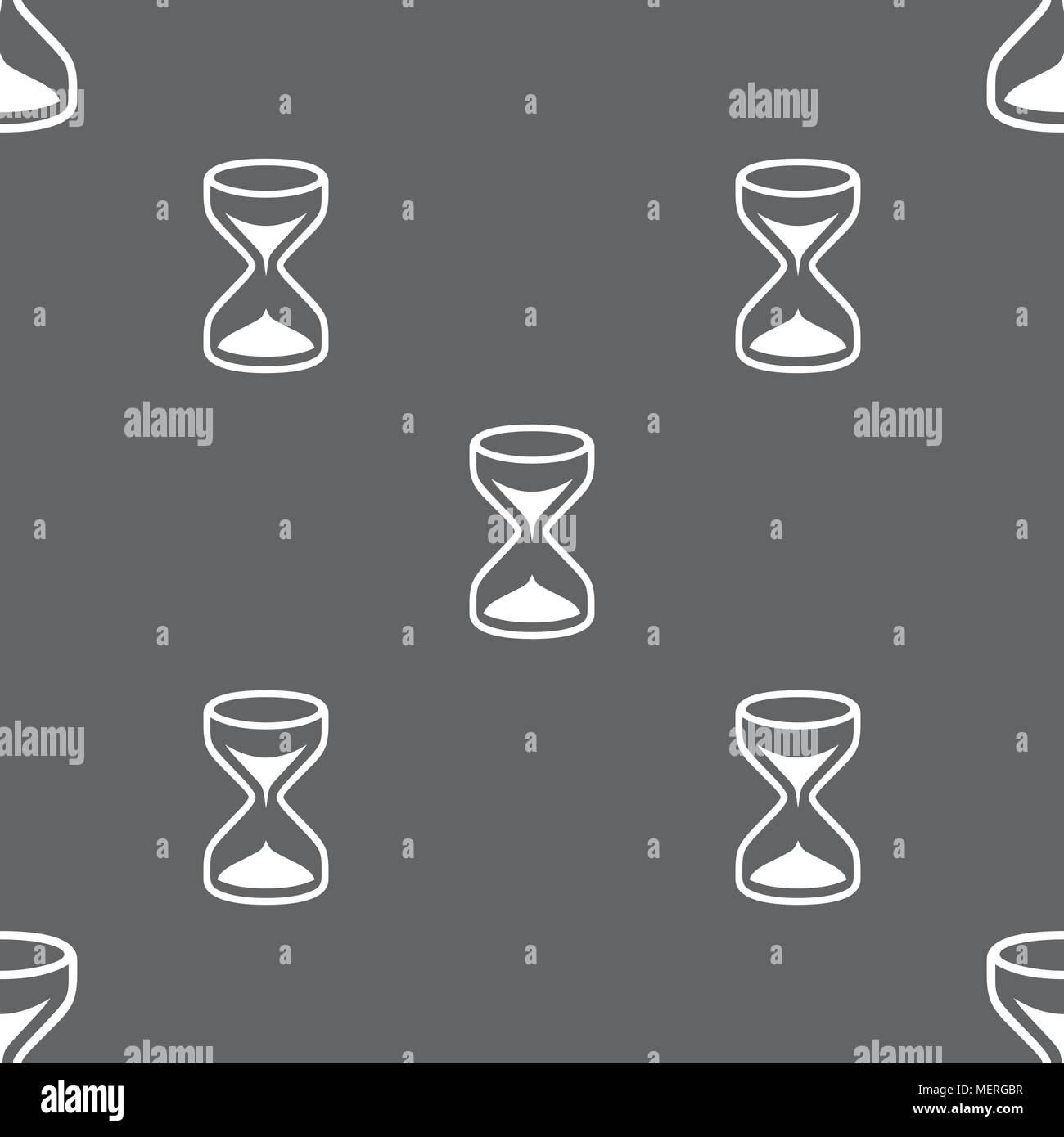 Hourglass sign icon. Sand timer symbol. Seamless pattern on a gray ...
