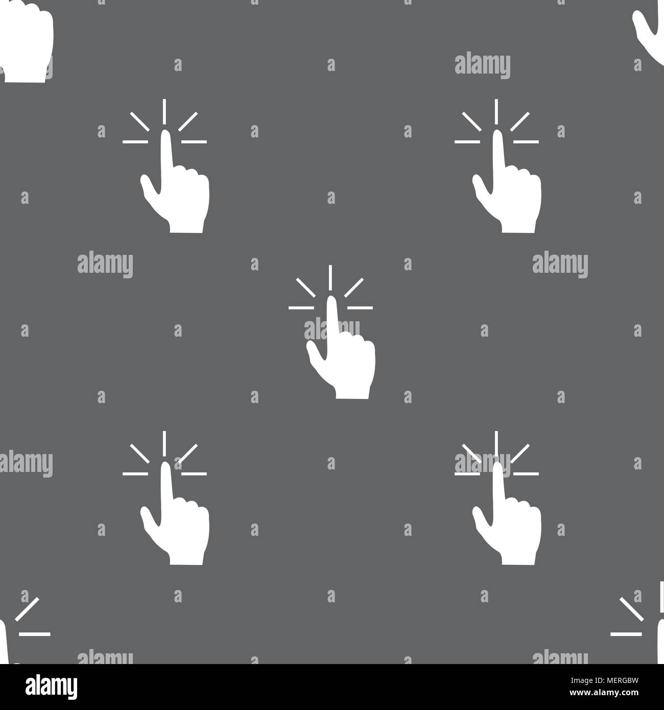 Click here hand icon sign. Seamless pattern on a gray background ...