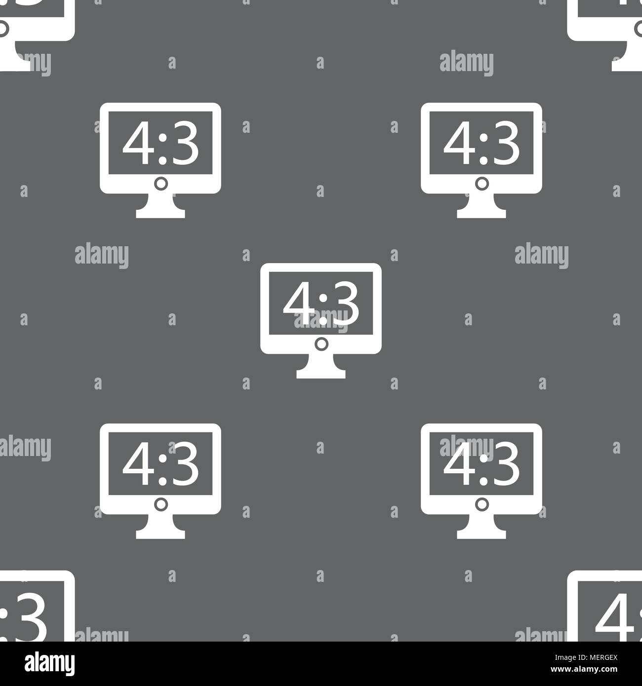 Aspect ratio 4 3 widescreen tv icon sign. Seamless pattern on a gray ...