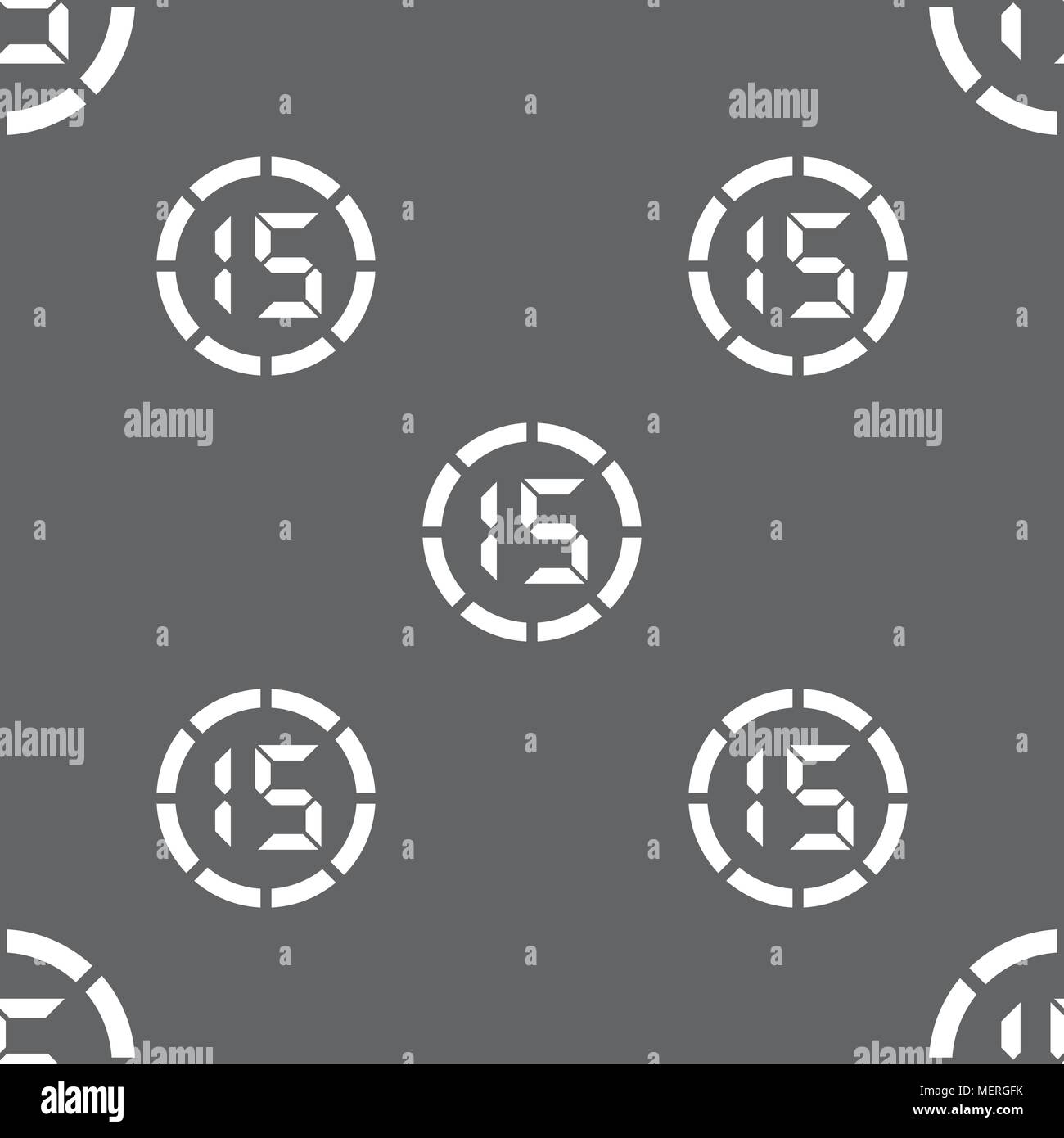 15 second stopwatch icon sign. Seamless pattern on a gray background ...