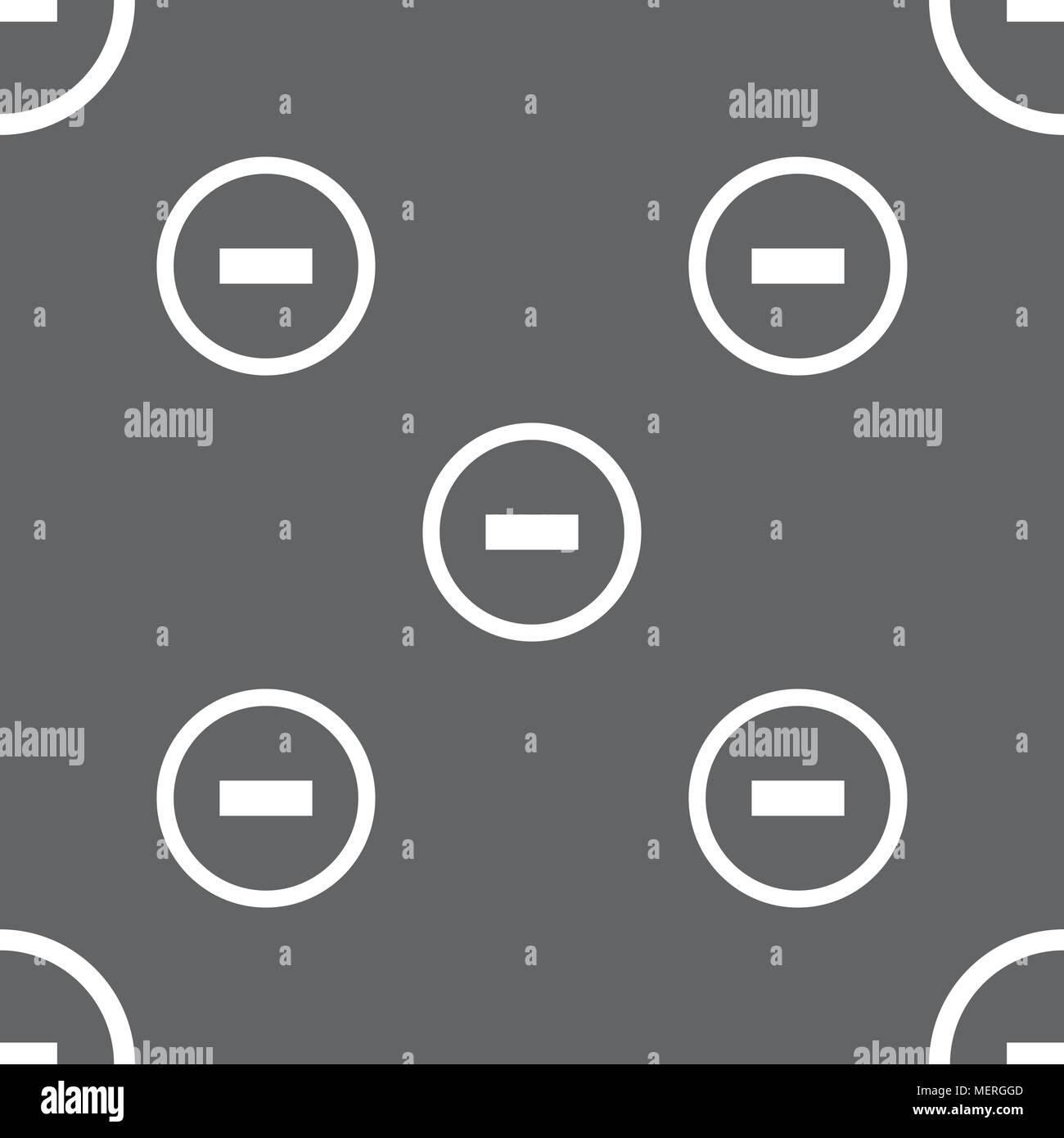 Minus sign icon. Negative symbol. Zoom out. Seamless pattern on a gray ...