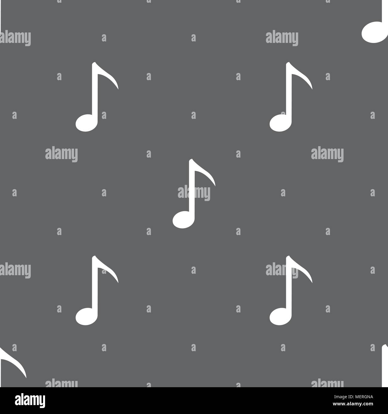 Music note icon sign. Seamless pattern on a gray background. Vector ...