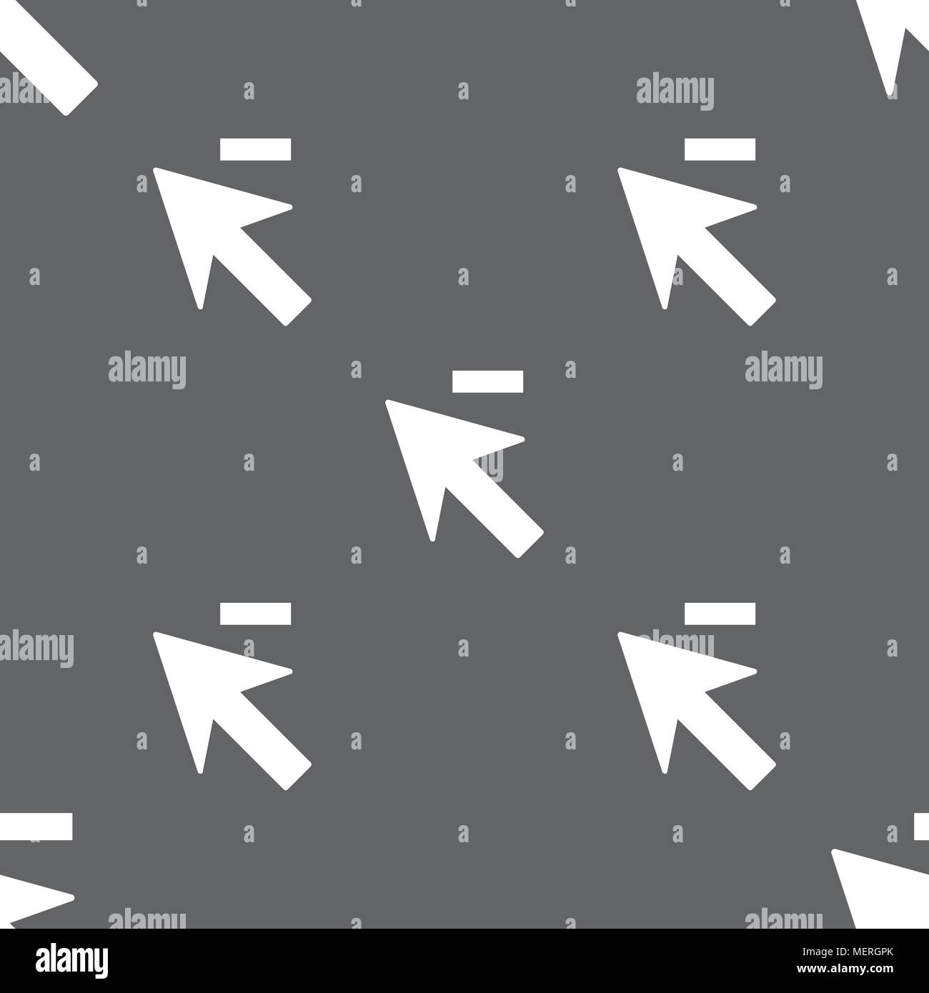 Cursor, arrow minus icon sign. Seamless pattern on a gray background ...