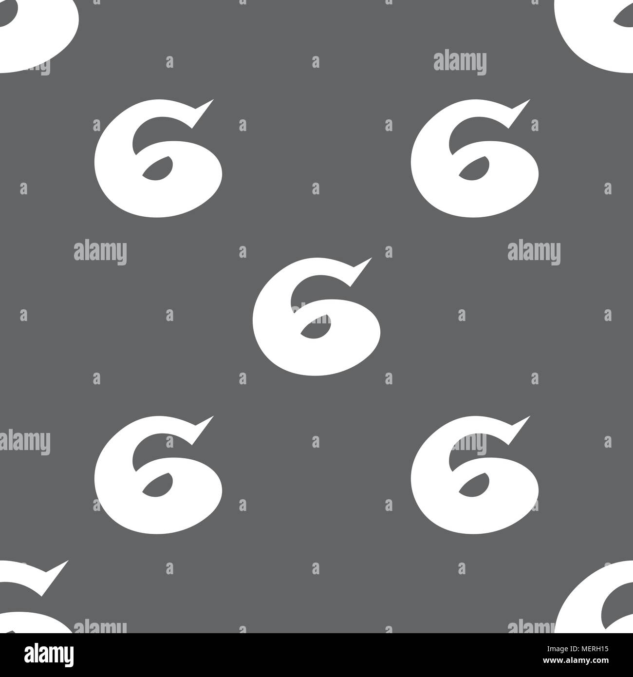 number six icon sign. Seamless pattern on a gray background. Vector ...