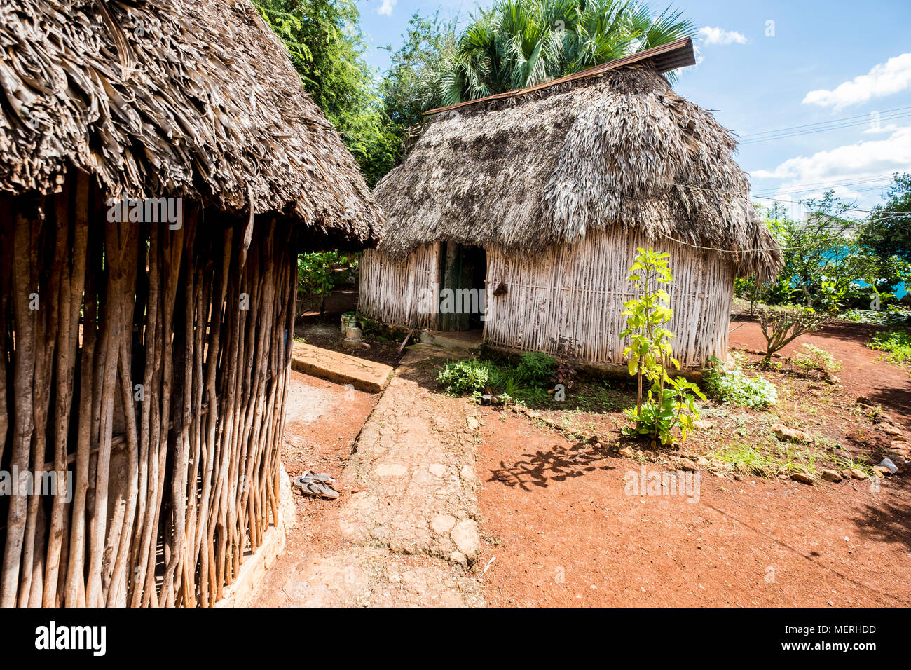 Traditional Mayan house in the state of Yucatan in Mexico Stock Photo ...
