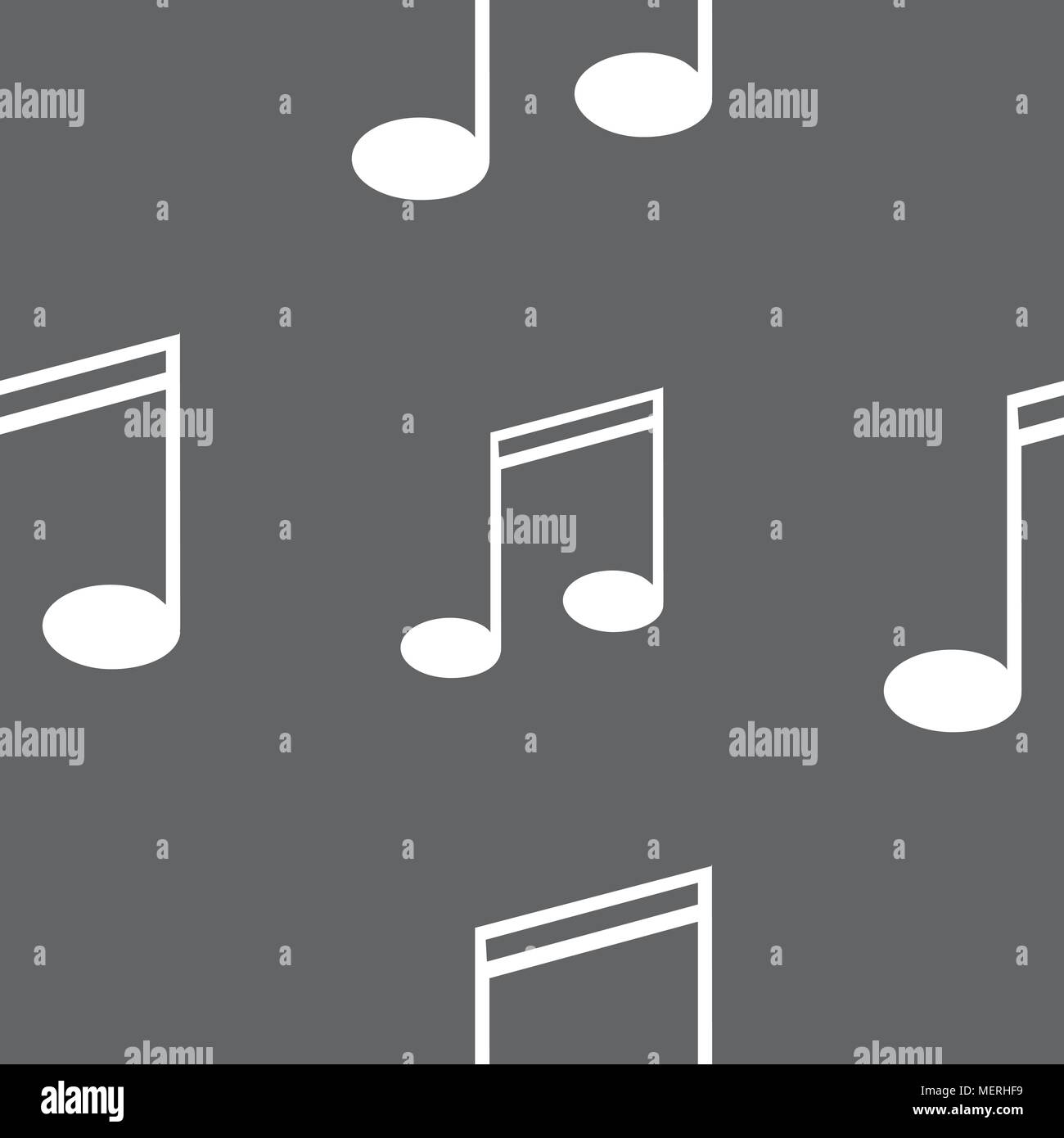 Music note sign icon. Musical symbol. Seamless pattern on a gray ...