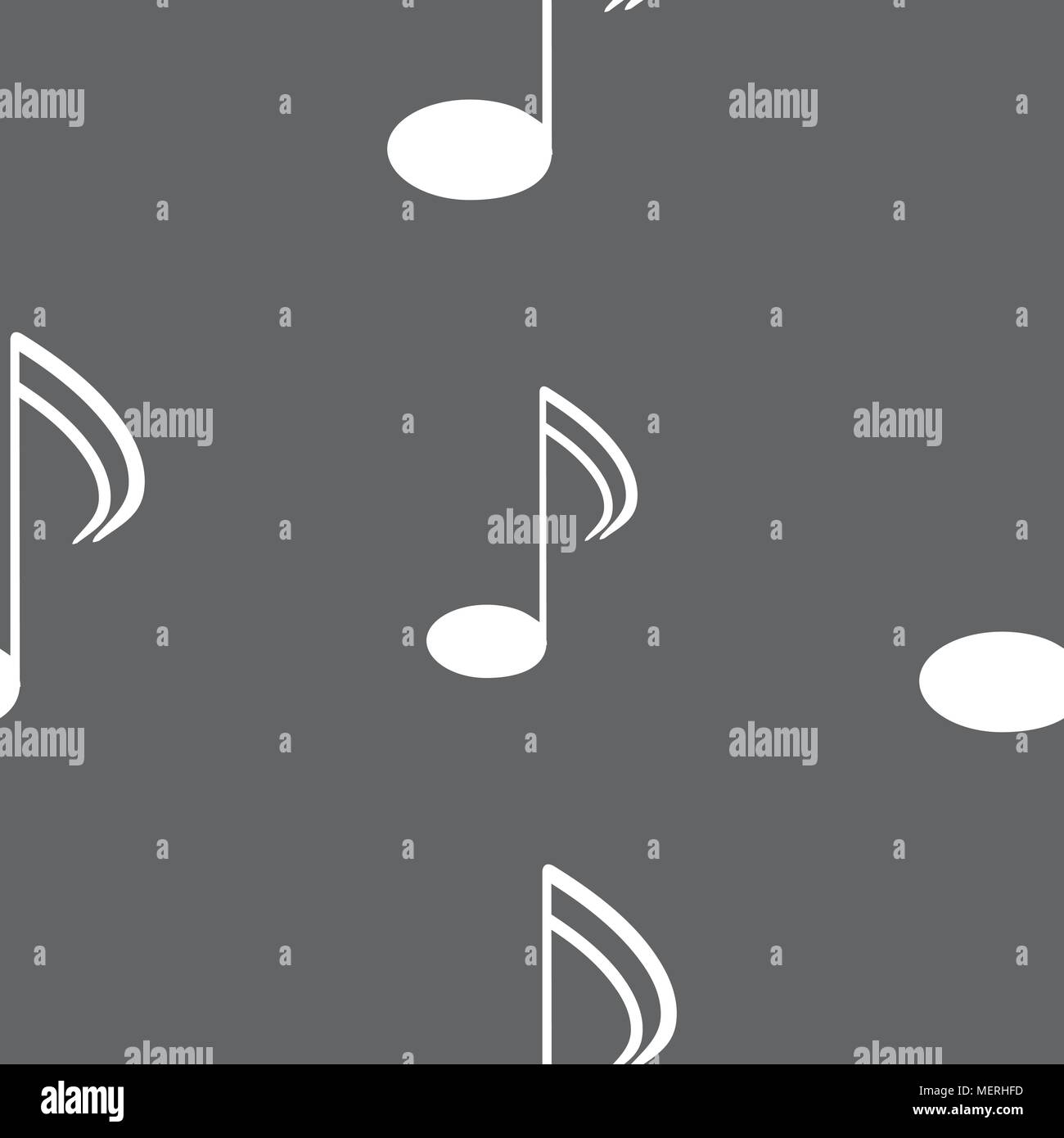 Music note sign icon. Musical symbol. Seamless pattern on a gray ...