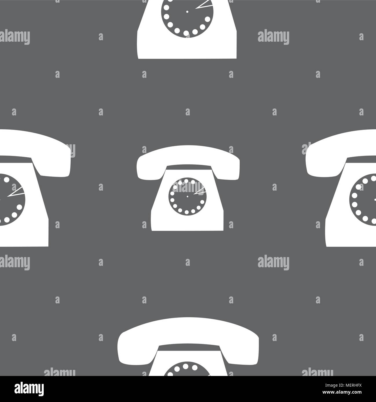 Retro telephone icon symbol. Seamless pattern on a gray background ...