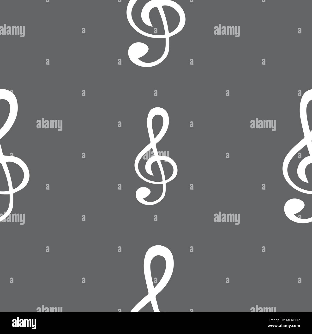 treble clef icon. Seamless pattern on a gray background. Vector ...