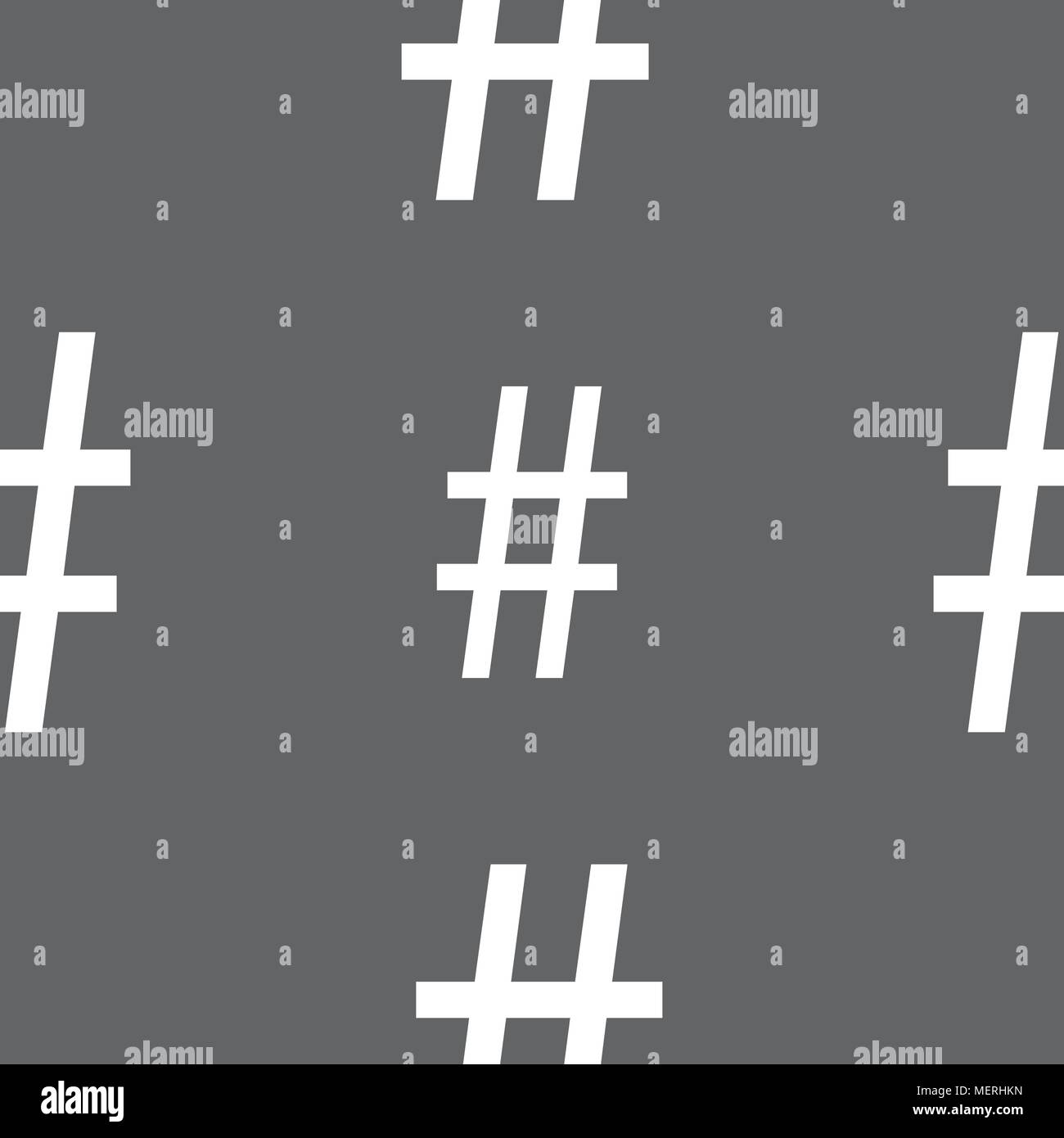 hash tag icon. Seamless pattern on a gray background. Vector ...