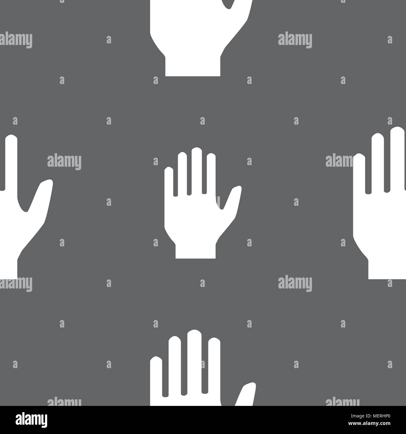 Hand print sign icon. Stop symbol. Seamless pattern on a gray ...