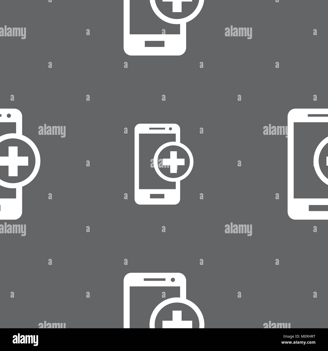 Mobile devices sign icon. with symbol plus. Seamless pattern on a gray ...