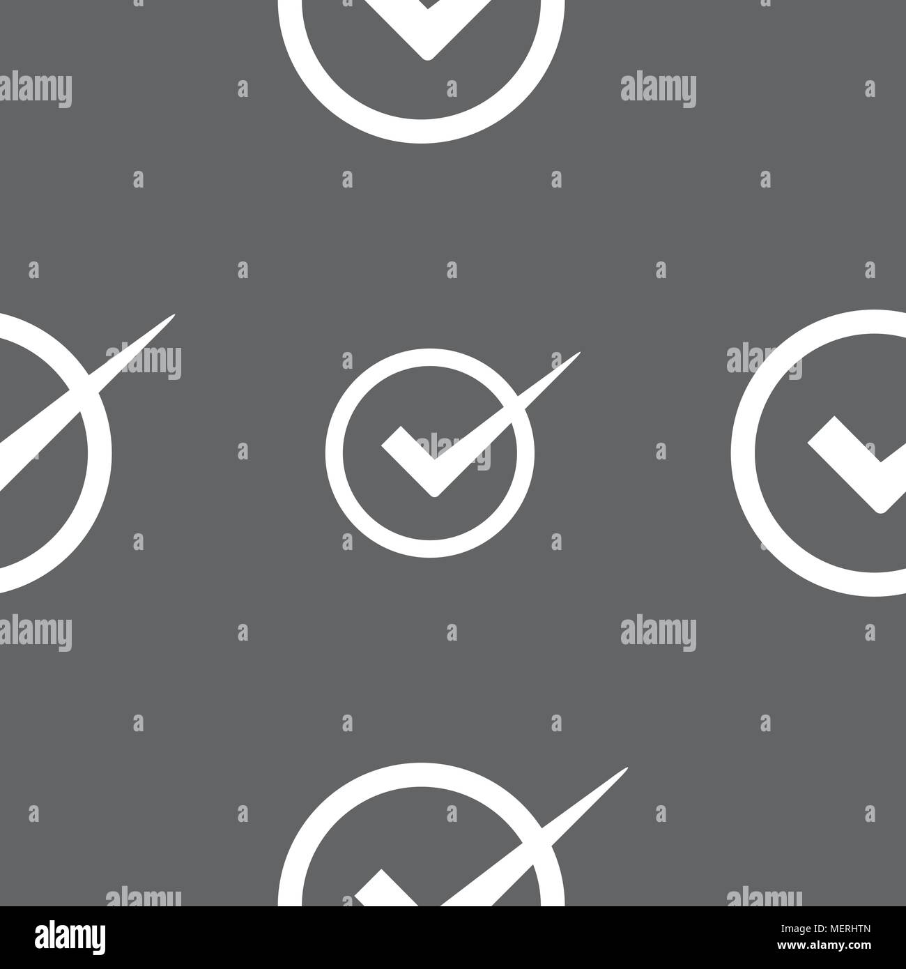Check mark sign icon. Checkbox button. Seamless pattern on a gray ...