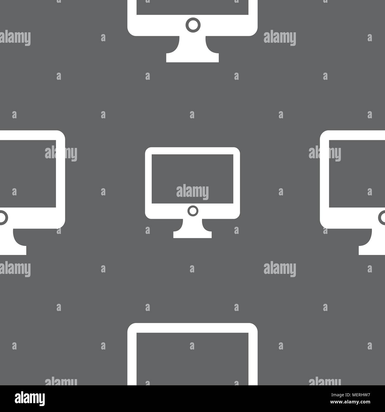 Computer widescreen monitor sign icon. Seamless pattern on a gray ...