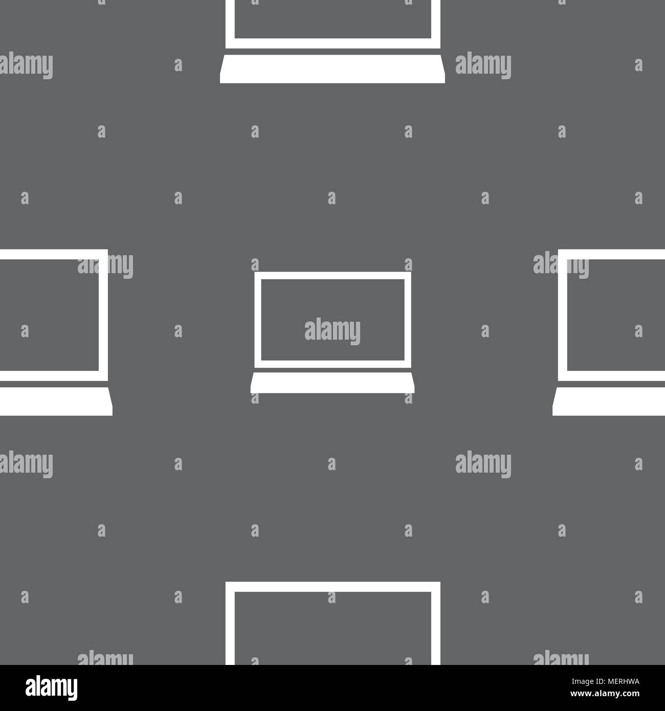 Laptop sign icon. Notebook pc symbol. Seamless pattern on a gray ...