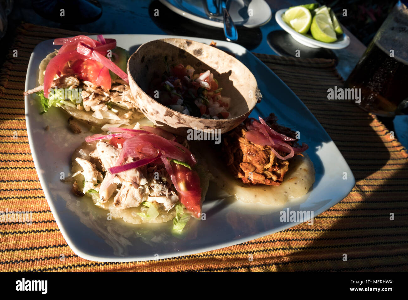 Plate of snacks with specialties of the Yucatecan cuisine Stock Photo ...