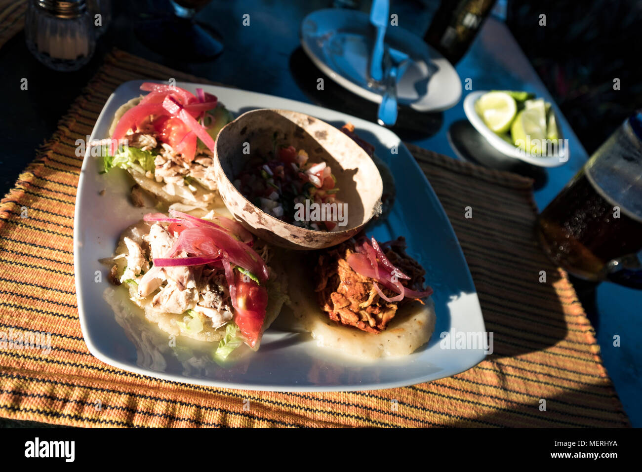 Plate of snacks with specialties of the Yucatecan cuisine Stock Photo ...
