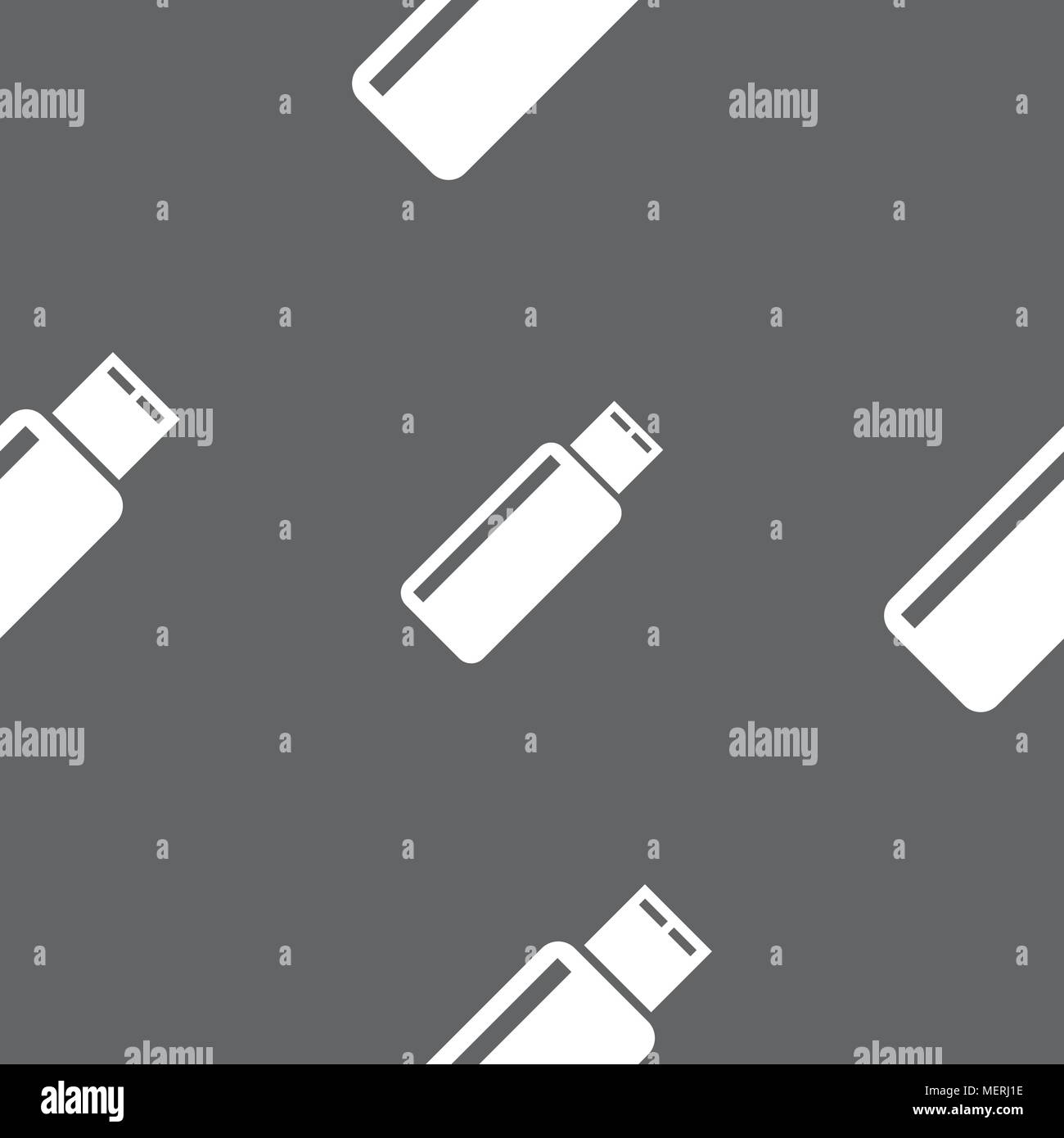 Usb sign icon. Usb flash drive stick symbol. Seamless pattern on a gray ...