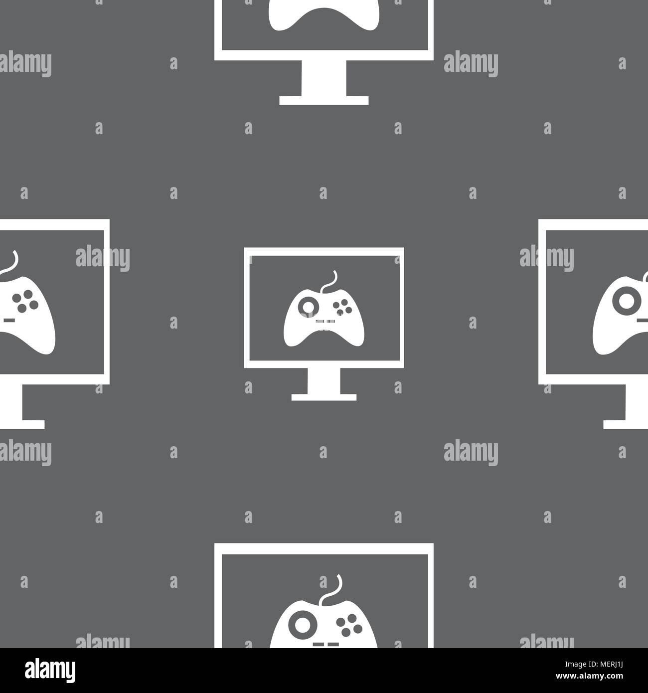 Joystick and monitor sign icon. Video game symbol. Seamless pattern on ...