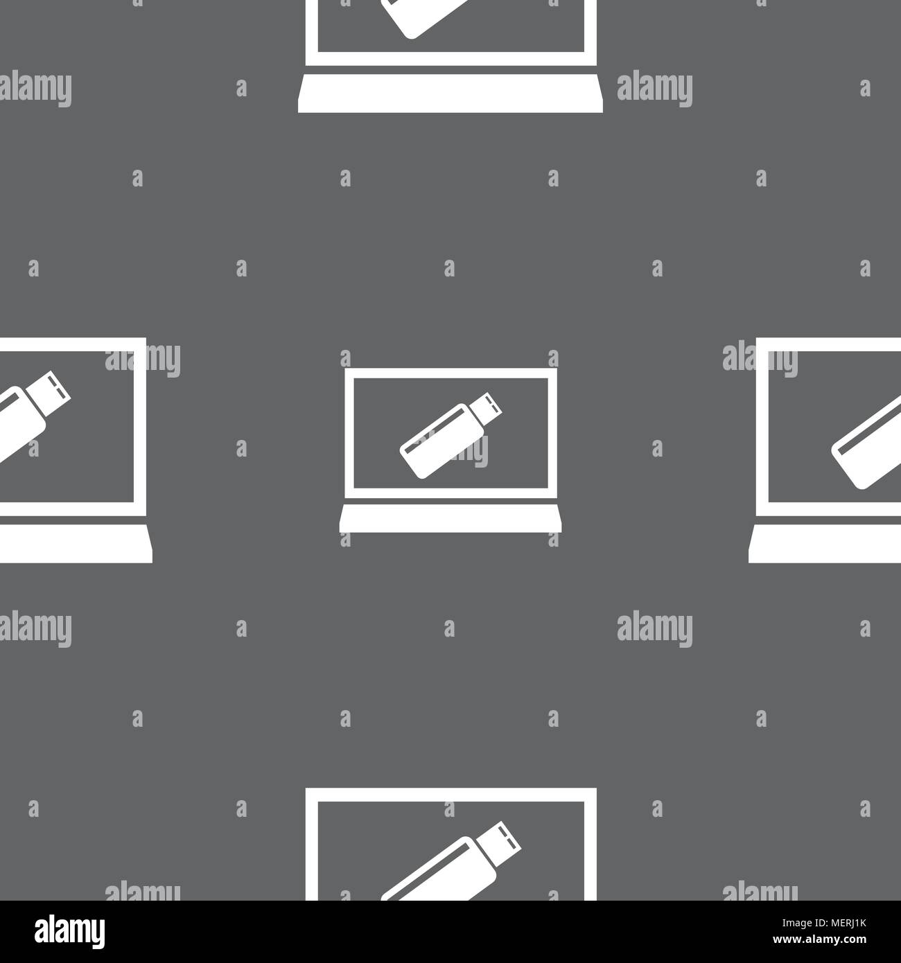 usb flash drive and monitor sign icon. Video game symbol. Seamless ...