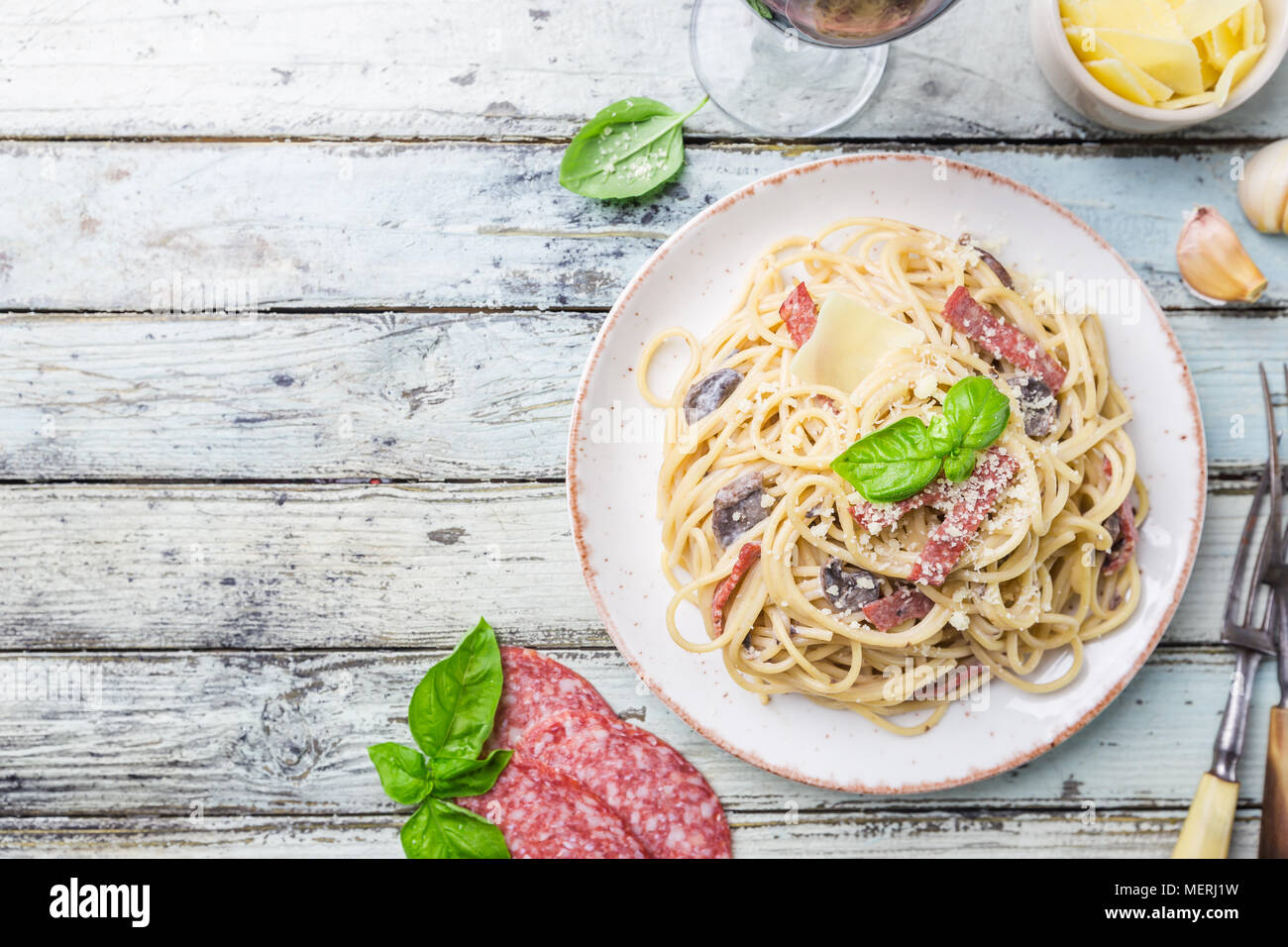 Spaghetti parmesan over view hi-res stock photography and images - Alamy