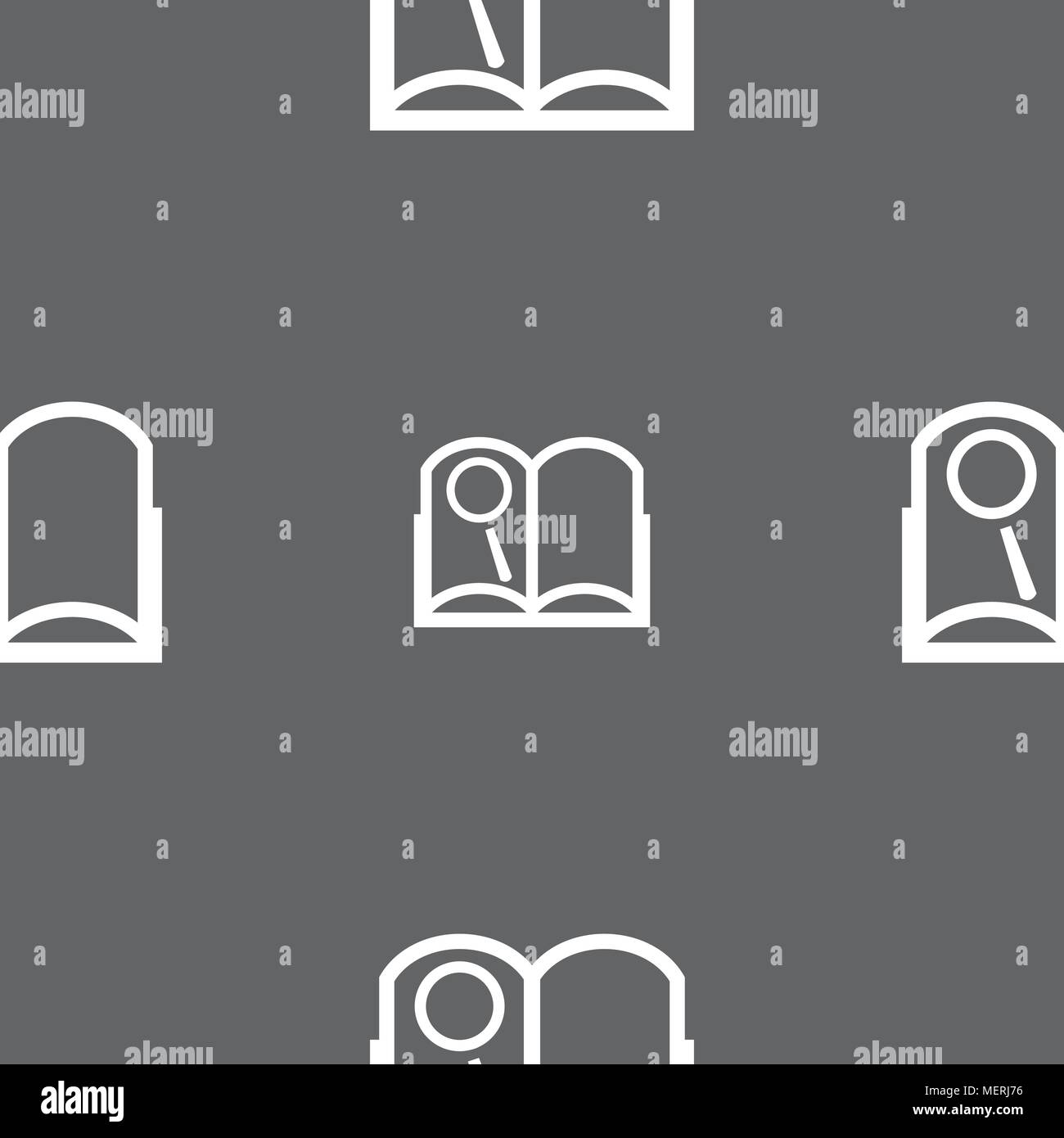 Book sign icon. Open book symbol. Seamless pattern on a gray background ...