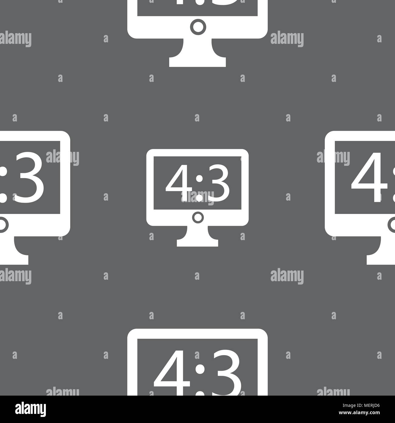 Aspect ratio 4 3 widescreen tv icon sign. Seamless pattern on a gray ...