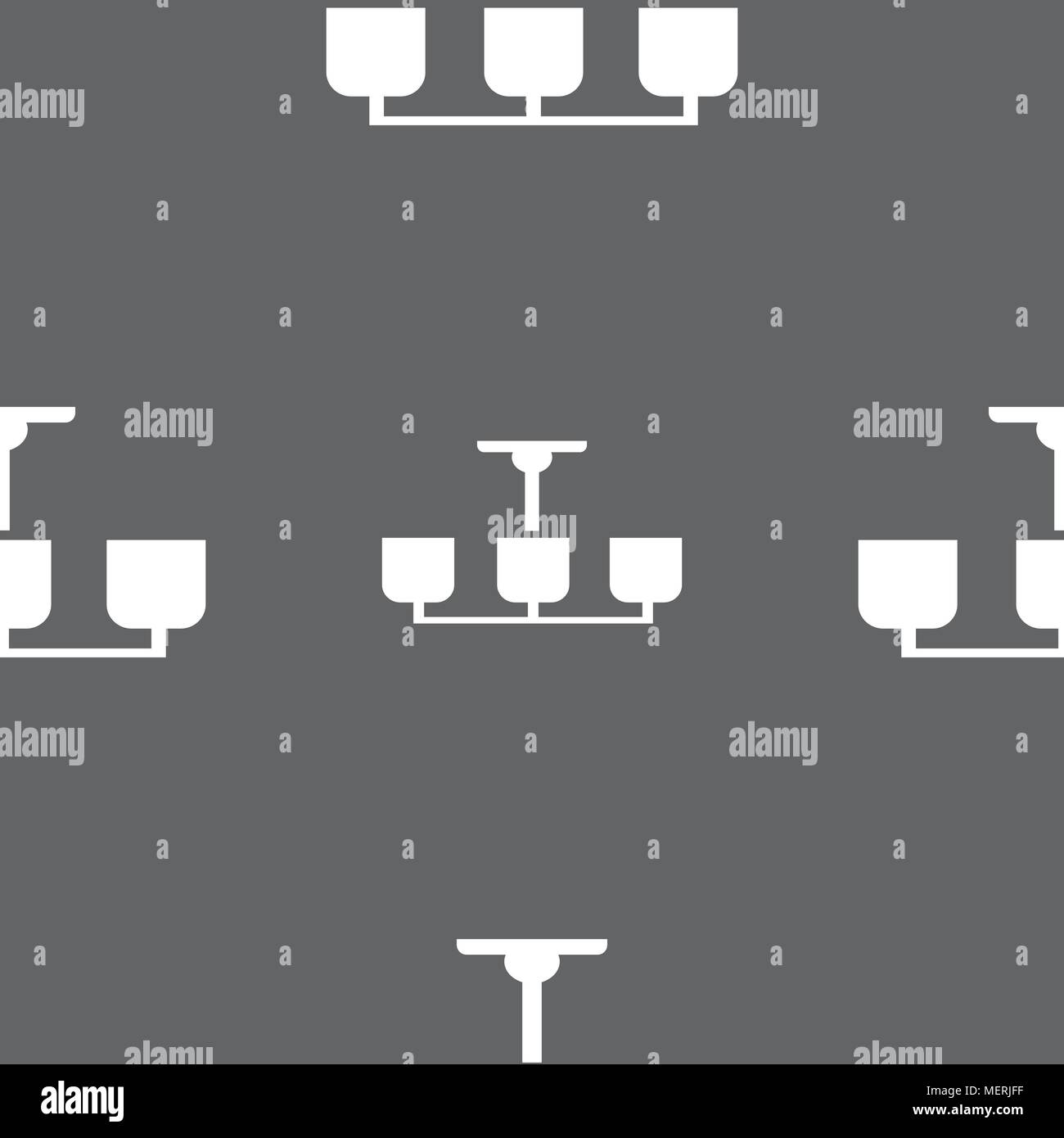 Chandelier Light Lamp icon sign. Seamless pattern on a gray background ...