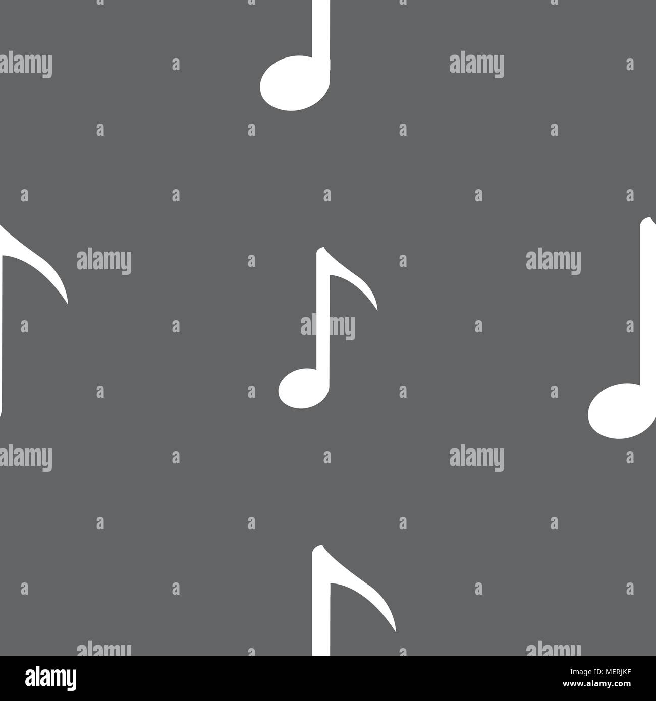 Music note icon sign. Seamless pattern on a gray background. Vector ...