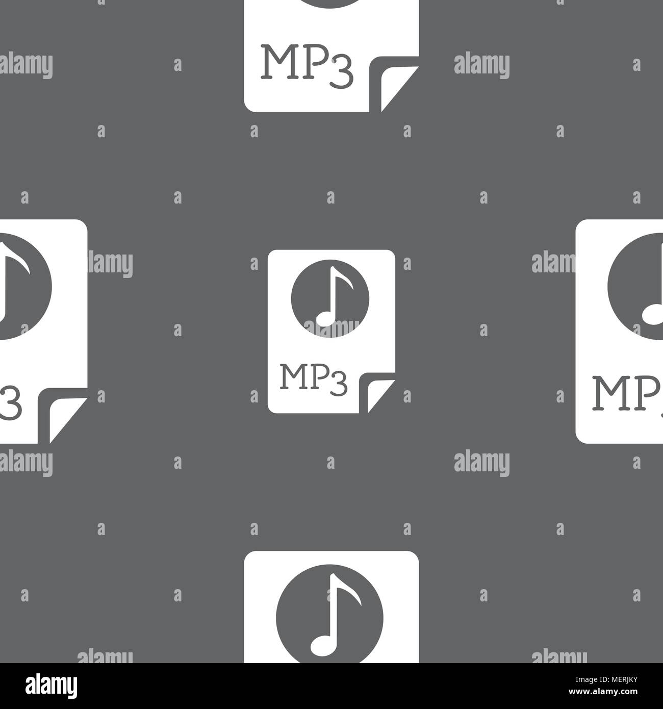 Audio, MP3 file icon sign. Seamless pattern on a gray background ...