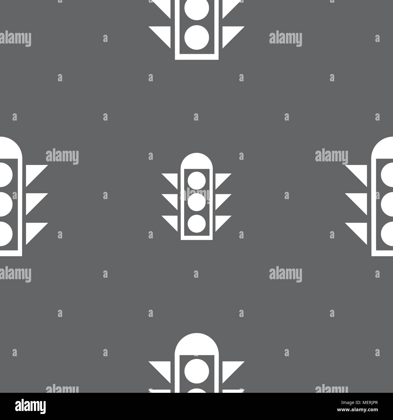 Traffic light signal icon sign. Seamless pattern on a gray background ...