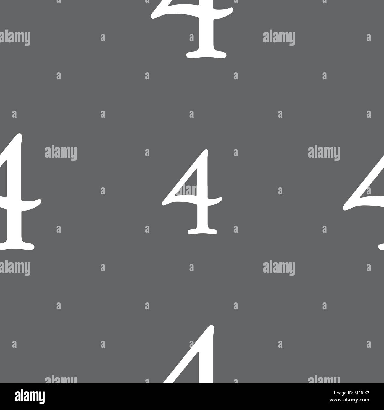 number four icon sign. Seamless pattern on a gray background. Vector ...
