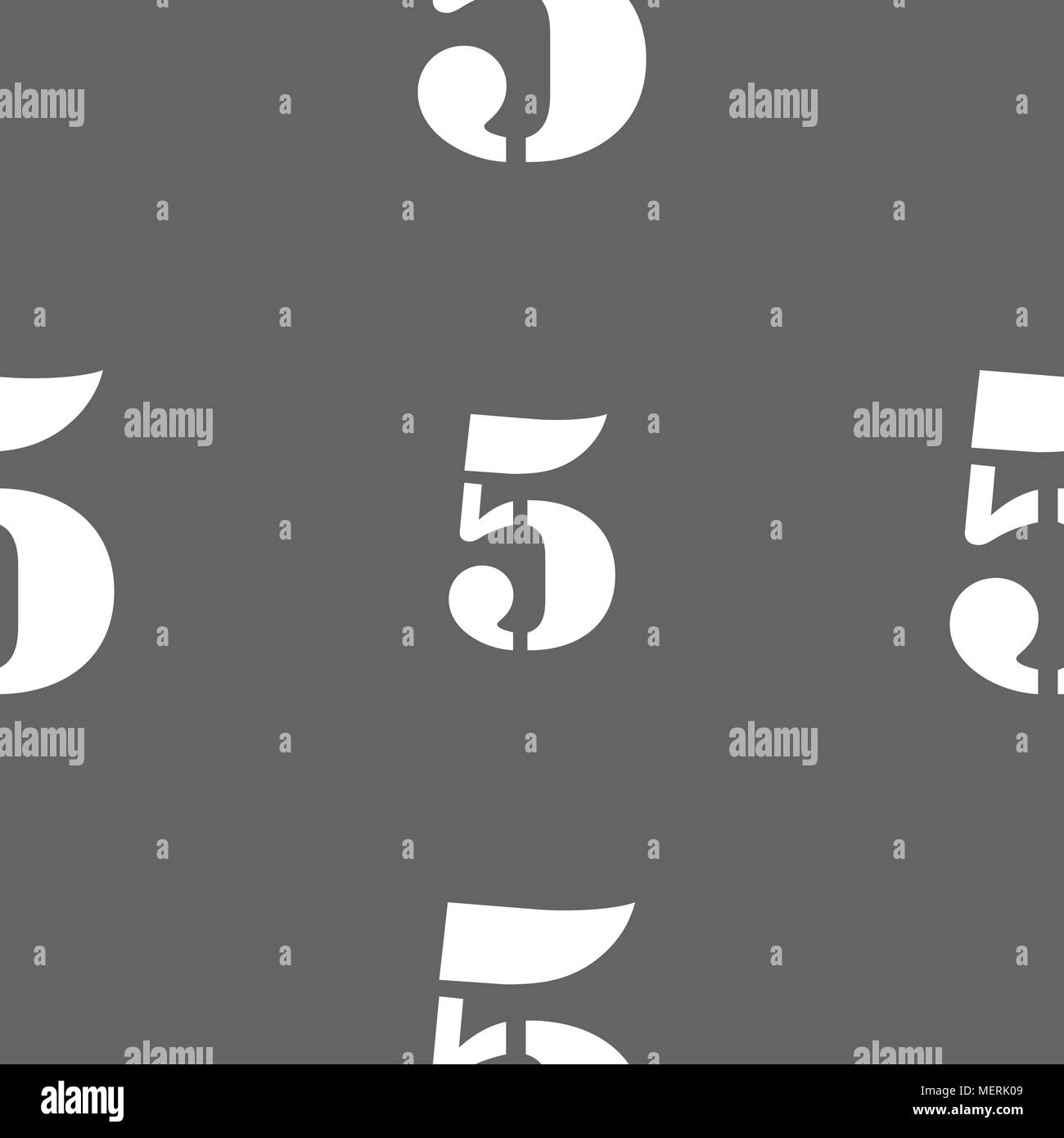 number five icon sign. Seamless pattern on a gray background. Vector ...