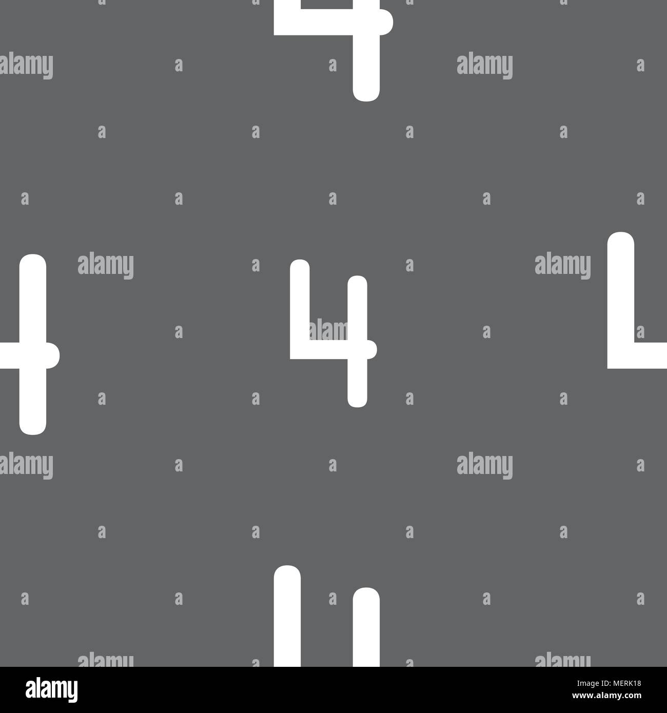 number four icon sign. Seamless pattern on a gray background. Vector ...