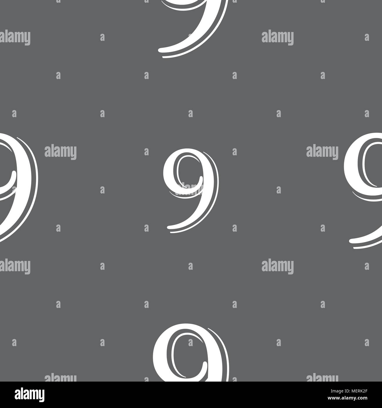 number Nine icon sign. Seamless pattern on a gray background. Vector ...
