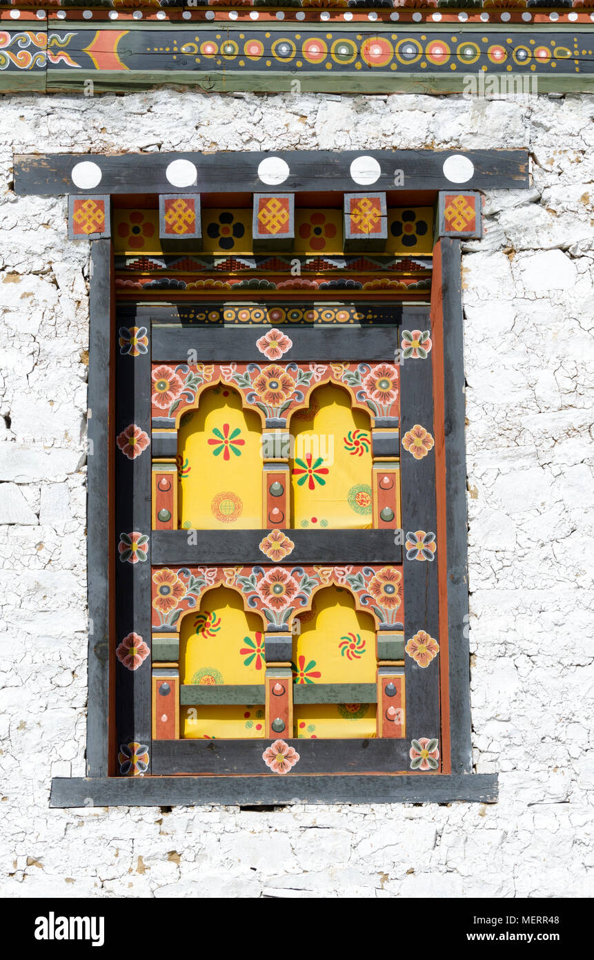 Decorated window at White temple, Haa Valley, Bhutan Stock Photo - Alamy