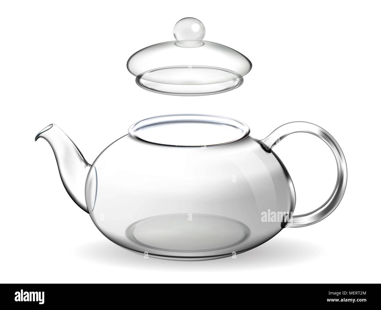 Empty glass teapot on white background. Kettle with open lid Stock ...