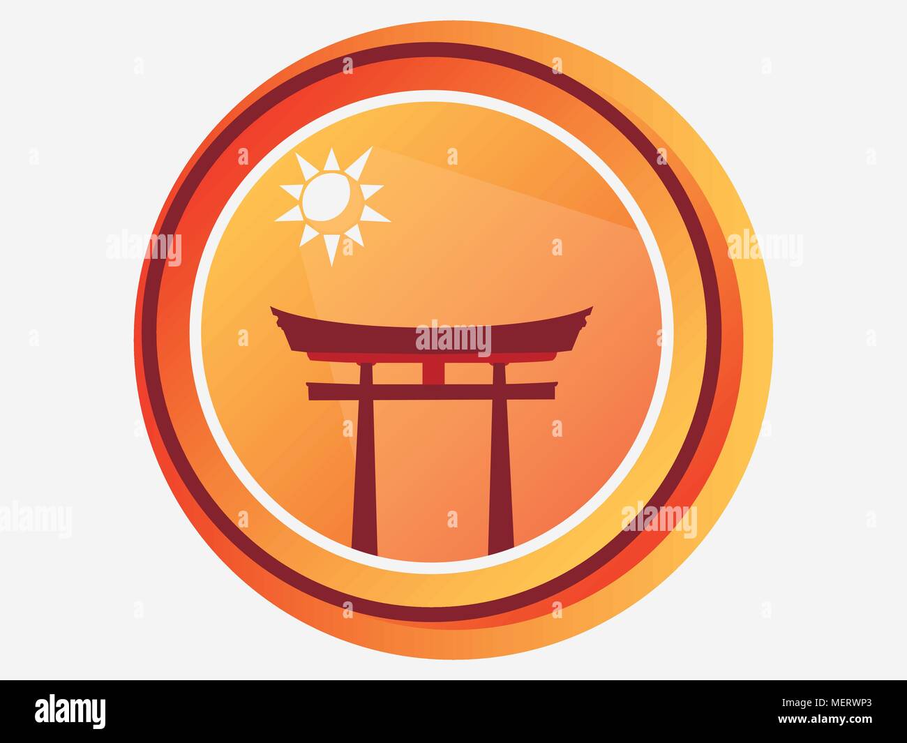 Japanese Gate. Torii gate. Shinto. Vector illustration of sunrise ...