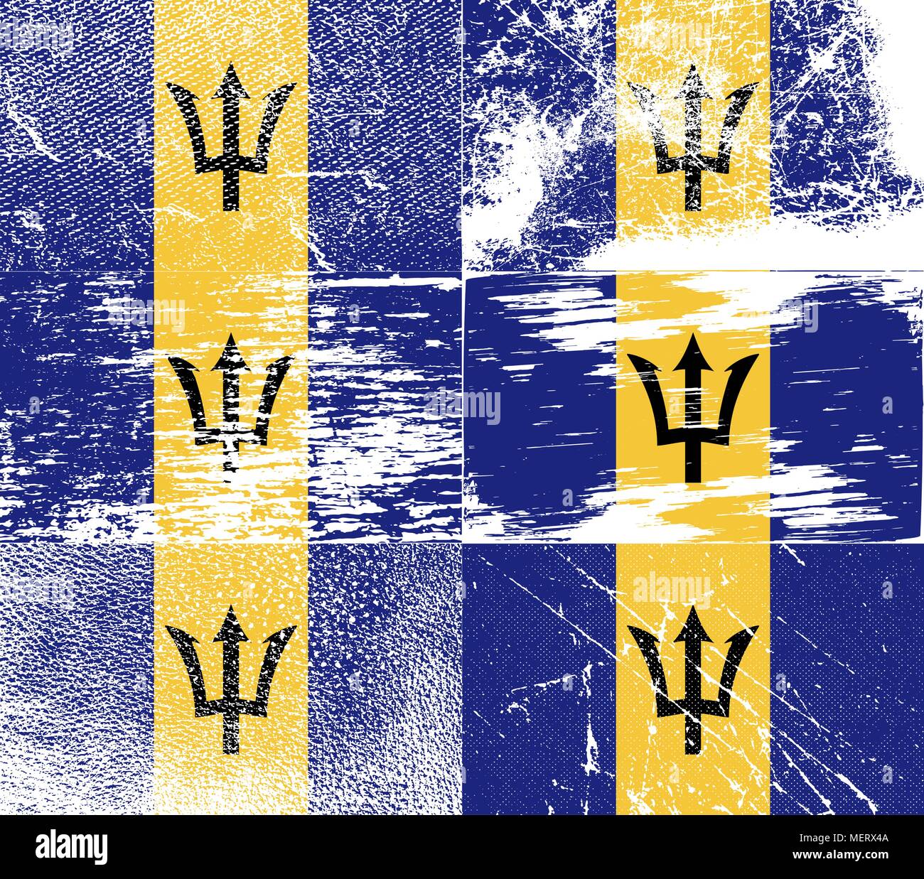 Flag of Barbados with old texture. Vector illustration Stock Vector ...