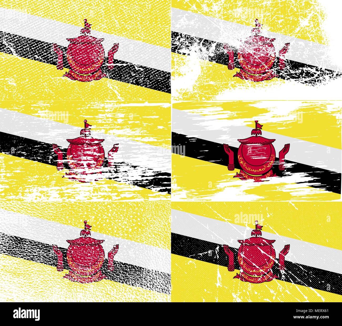 Flag of Brunei with old texture. Vector illustration Stock Vector Image ...