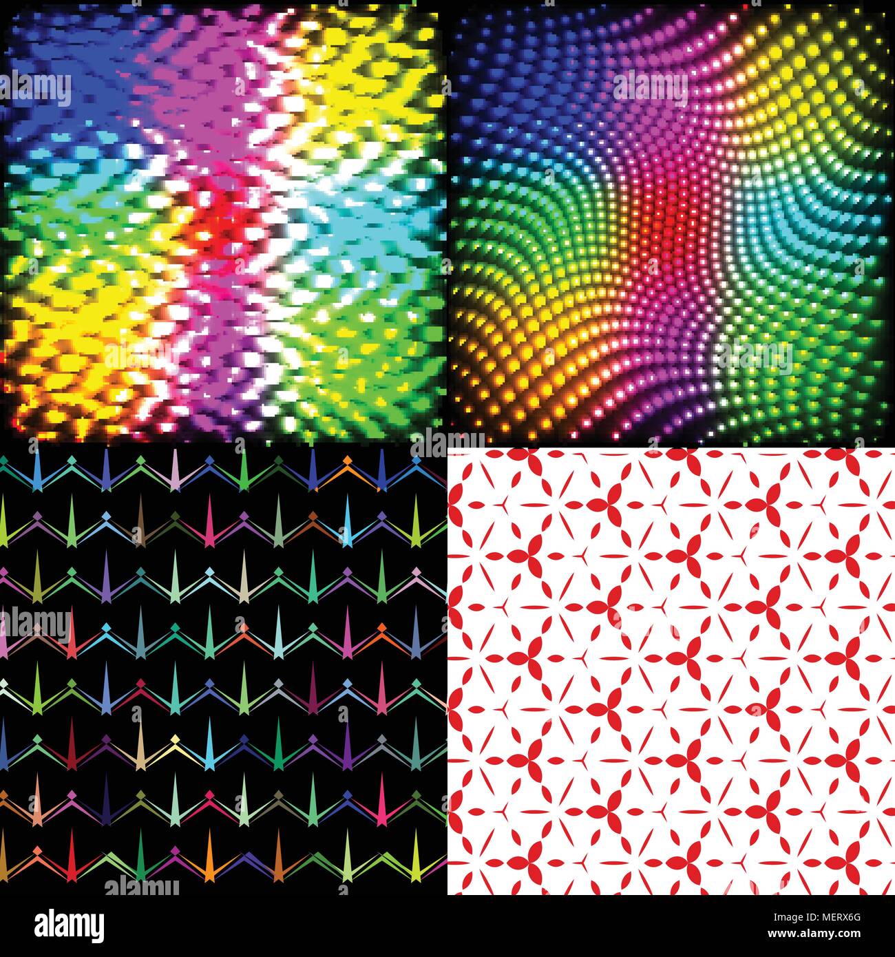 Set of Abstract rainbow colorful tiles mosaic painting geometric ...