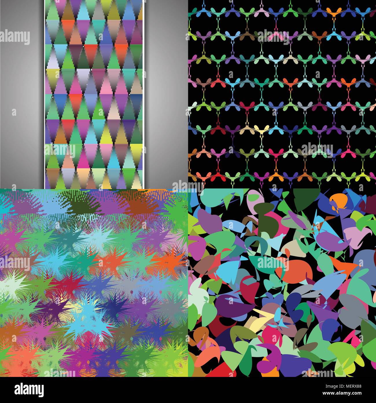 Set of texture of many small brightly colored figures. Vector ...