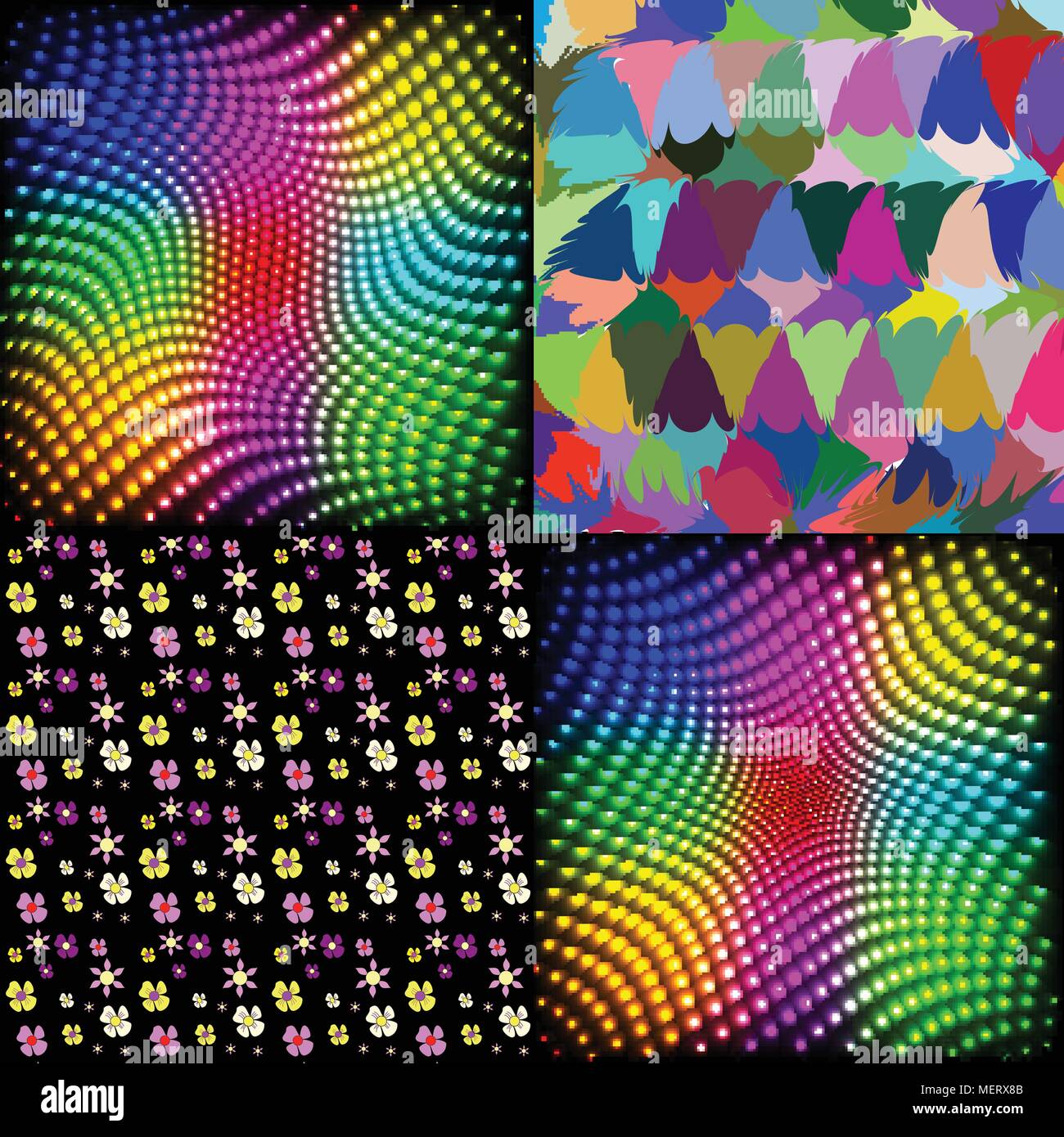 Set of texture of many small brightly colored figures. Vector ...
