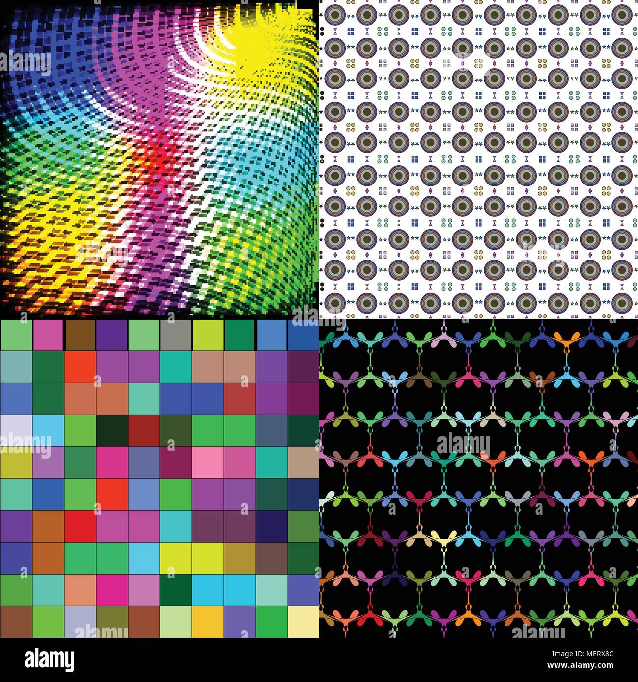 Set of texture of many small brightly colored figures. Vector ...