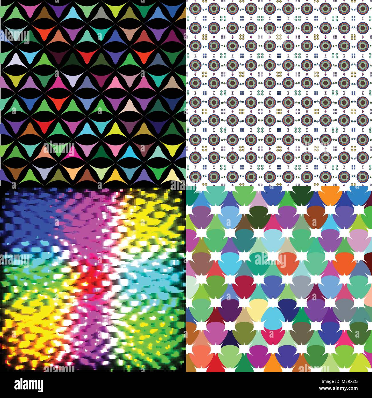 Set of texture of many small brightly colored figures. Vector ...