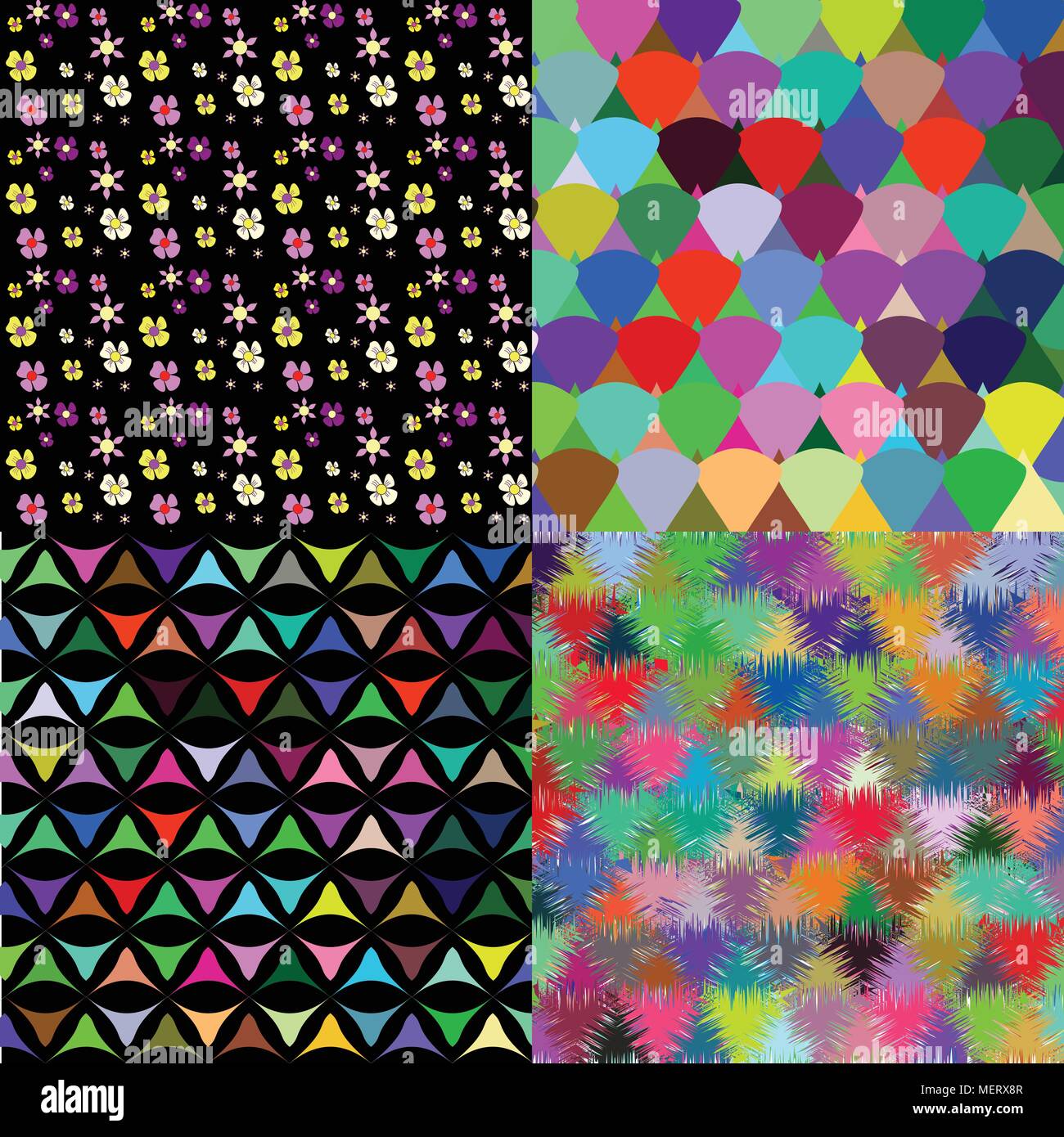 Set of texture of many small brightly colored figures. Vector ...